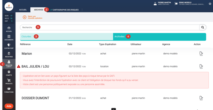 Utilisation du Registre des vérifications LCB/FT